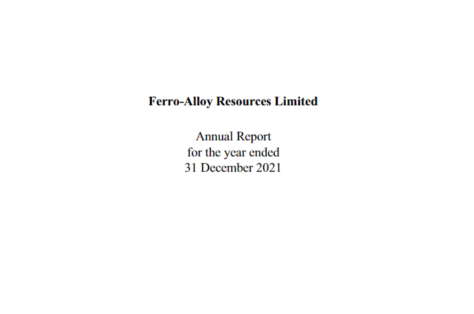 Financial Reports | Ferro-Alloy Resources